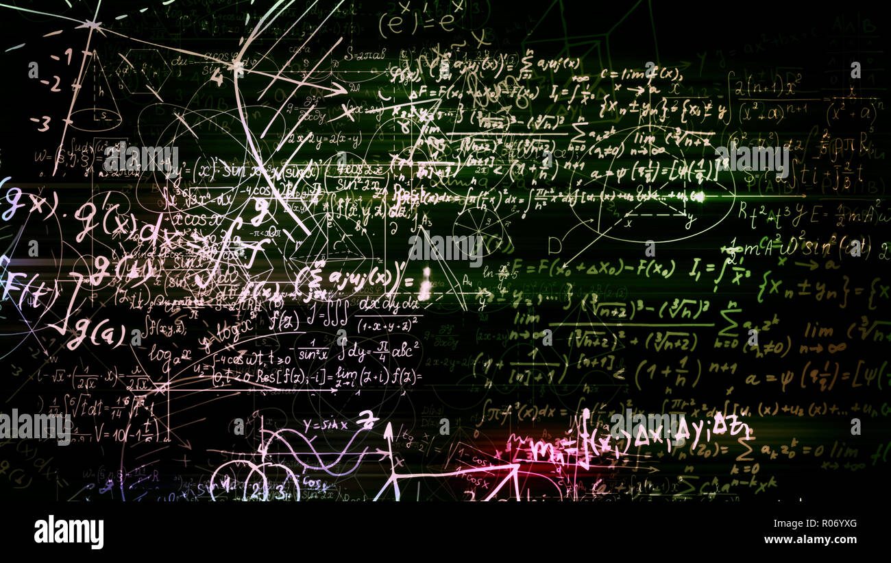 3D rendering abstract blocks of mathematical formulas that are in the ...