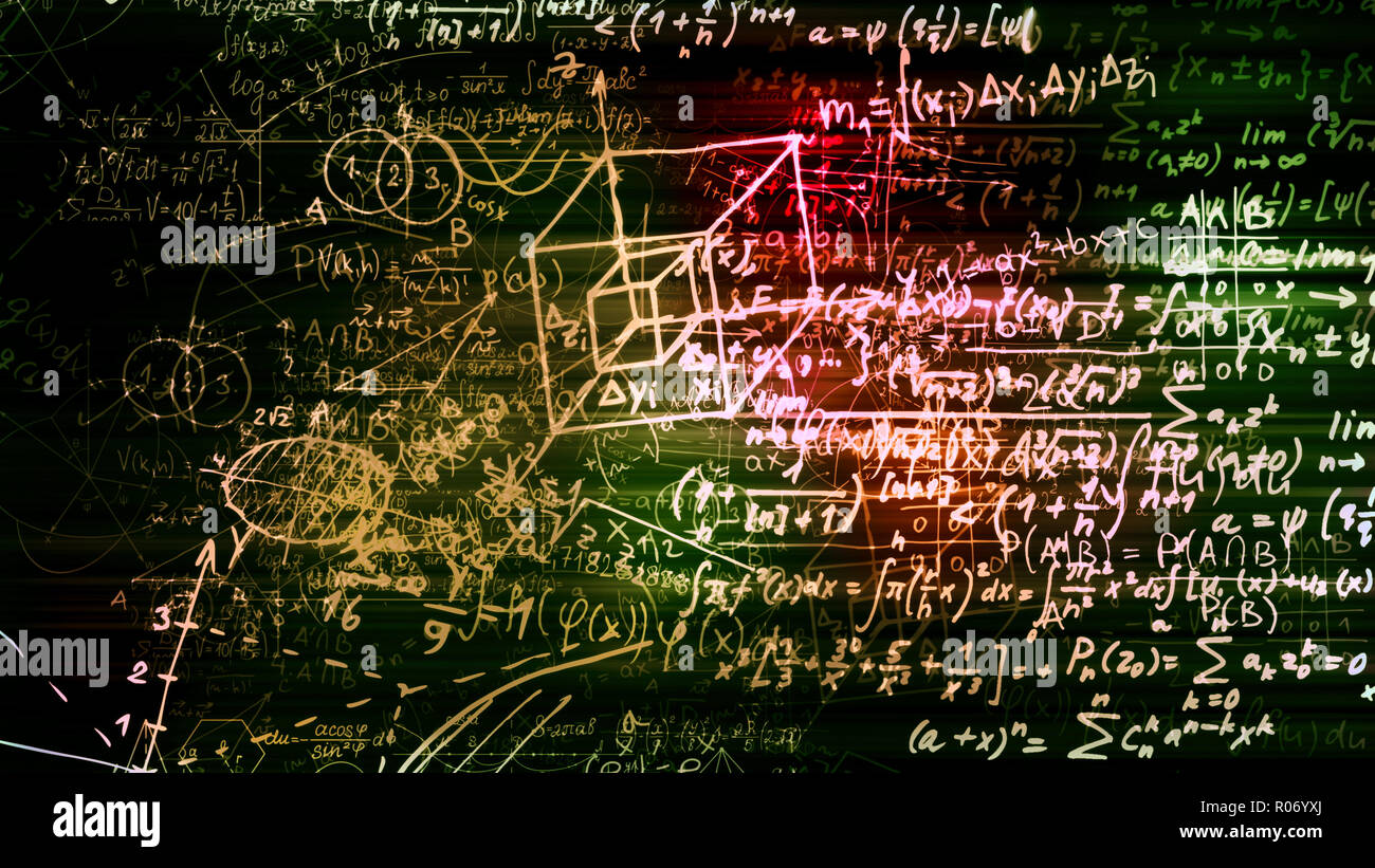 3D rendering abstract blocks of mathematical formulas that are in the ...