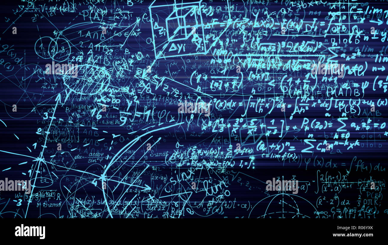 3D rendering abstract blocks of mathematical formulas that are in the ...