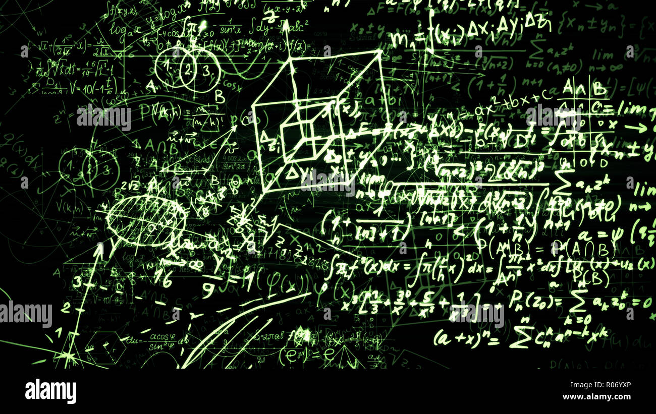 3D rendering abstract blocks of mathematical formulas that are in the ...