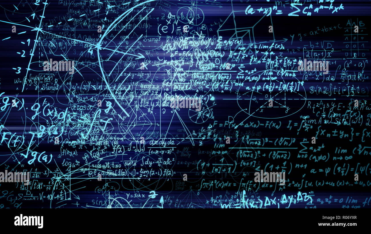 3D rendering abstract blocks of mathematical formulas that are in the ...