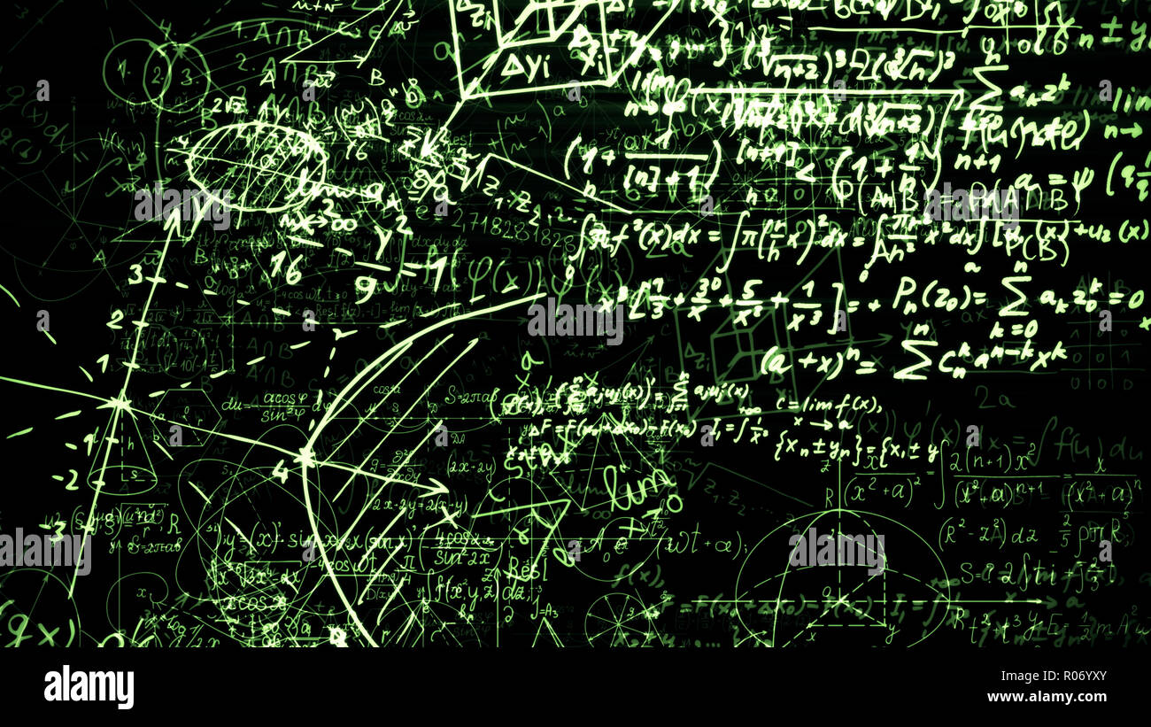 3D rendering abstract blocks of mathematical formulas that are in the ...