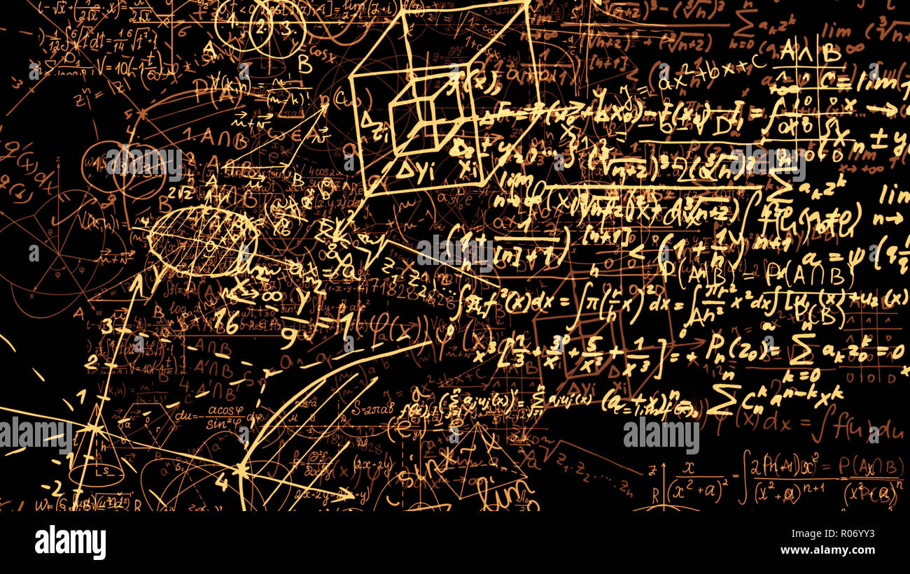 3D rendering abstract blocks of mathematical formulas that are in the ...