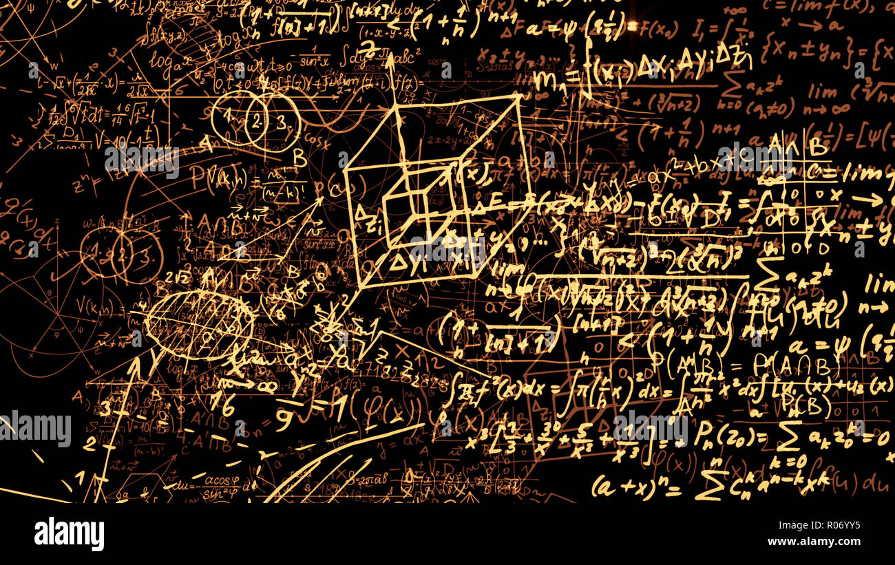 3D rendering abstract blocks of mathematical formulas that are in the ...