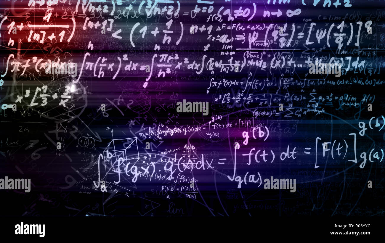 3D rendering abstract blocks of mathematical formulas that are in the ...