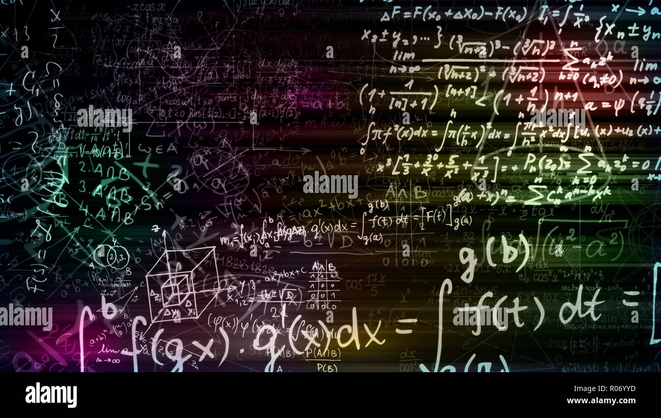 3D rendering abstract blocks of mathematical formulas that are in the ...