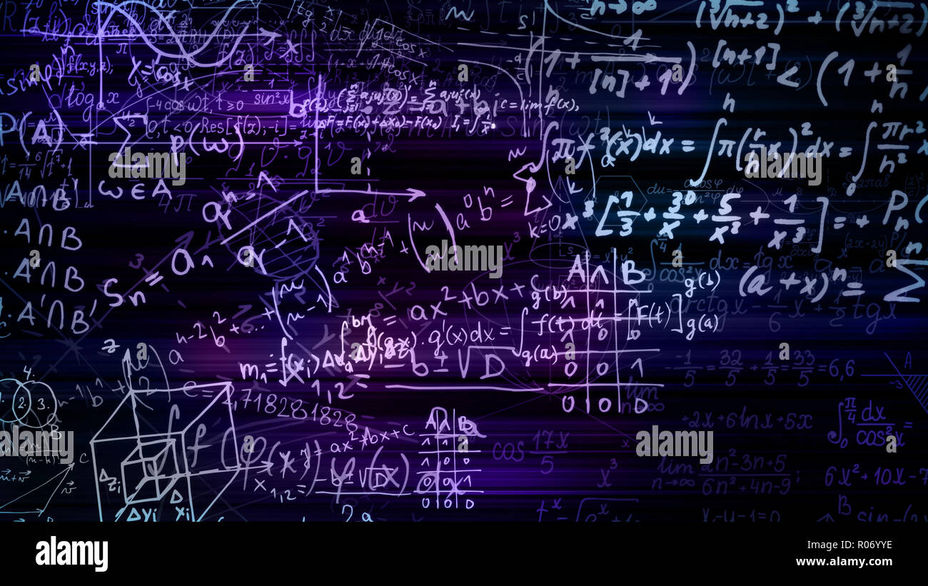 3D rendering abstract blocks of mathematical formulas that are in the ...