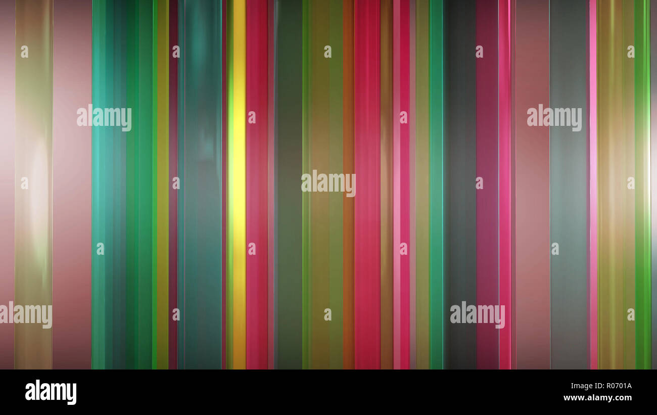 3D rendering of abstract thin glass panels in space. Panels shine and ...