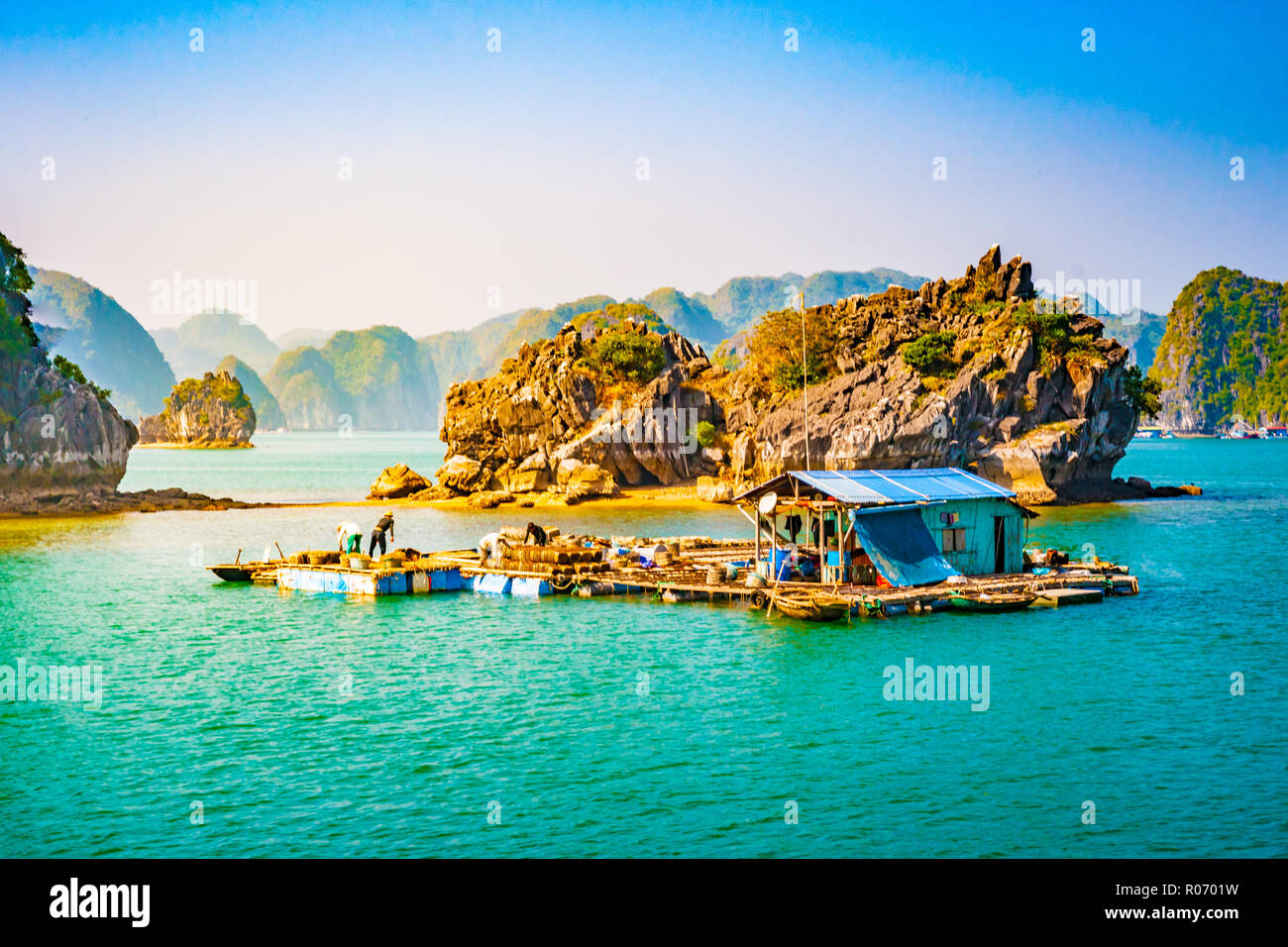 Floating village in Halong Bay, Vietnam Stock Photo - Alamy