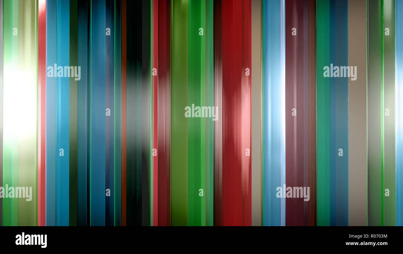 3D rendering of abstract thin glass panels in space. Panels shine and ...