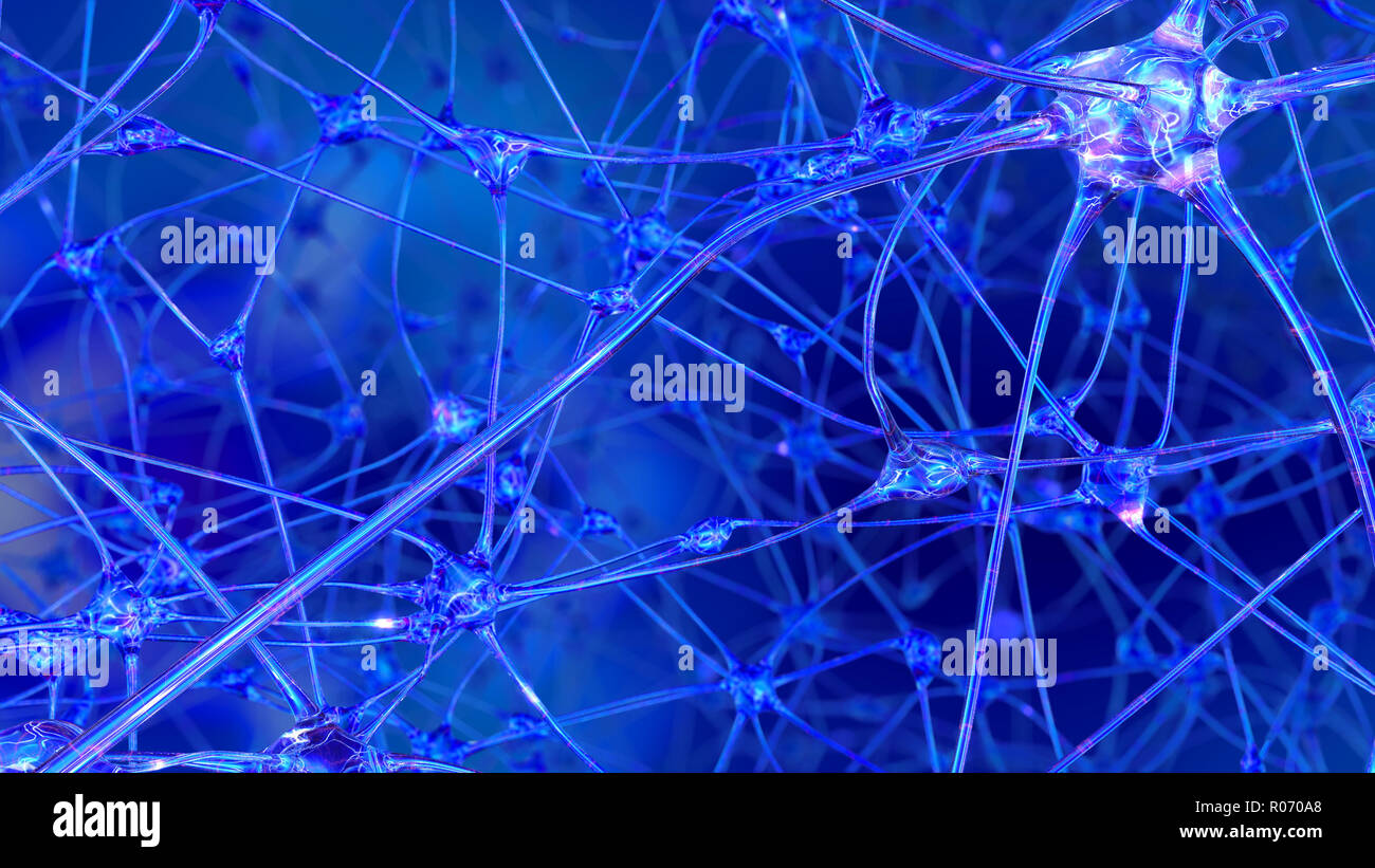 3D rendering of artificial intelligence. Networks of artificial nerve ...