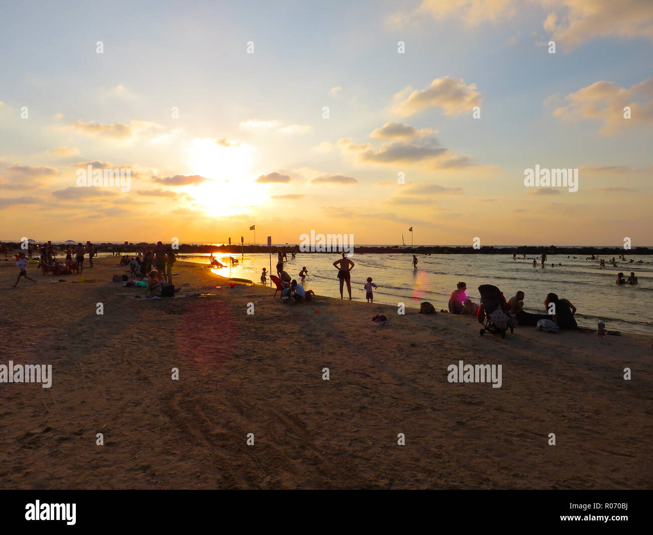 Charming view of the Mediterranean Sea. The coast of Tel Aviv. Beaches ...