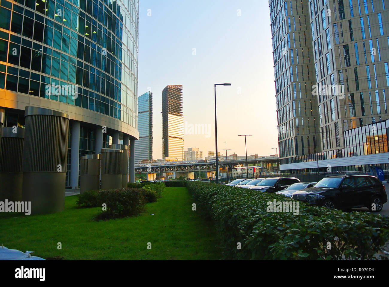 Streets of Moscow in the center of business life of the Russian capital ...