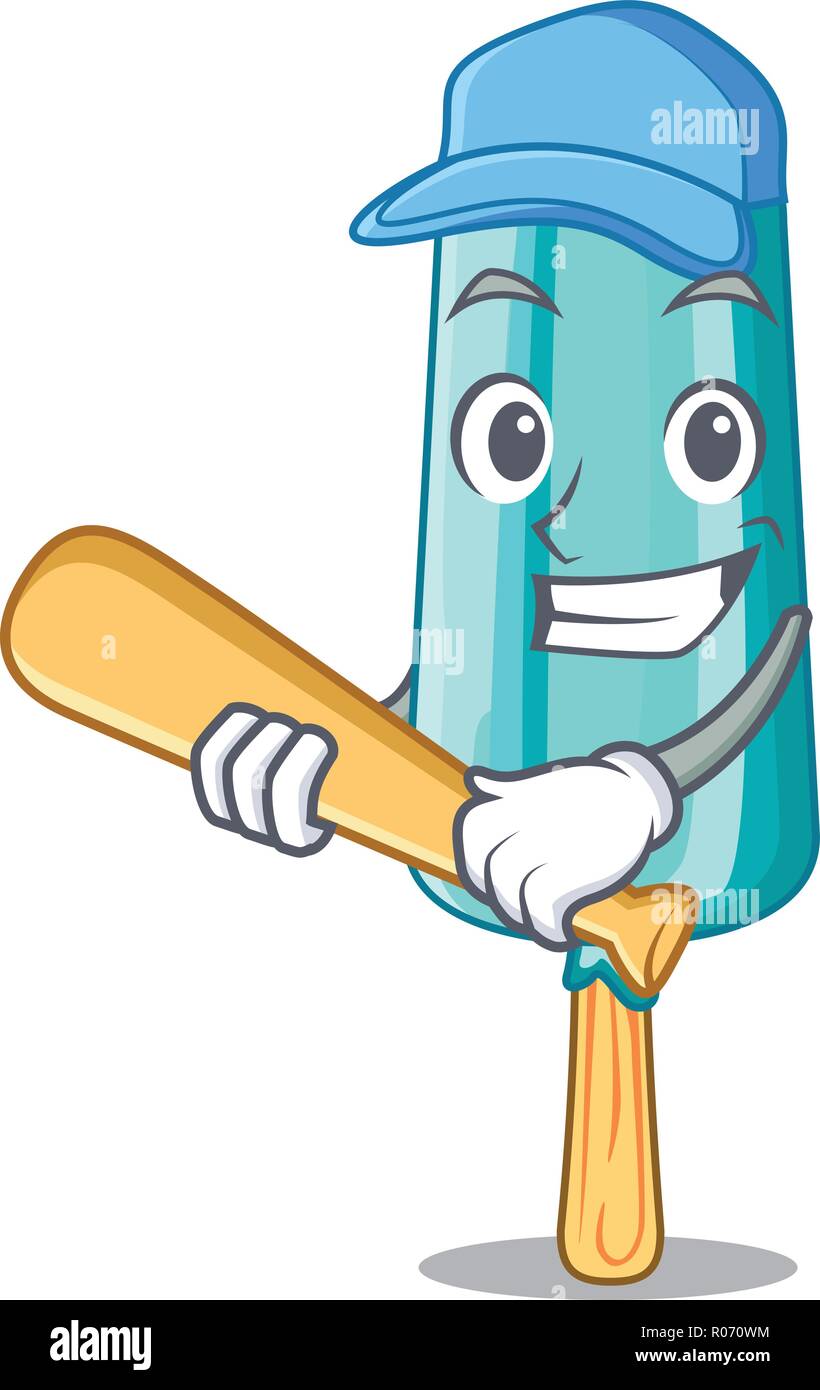 Playing baseball fruit ice cream on stick cartoon Stock Vector Image ...