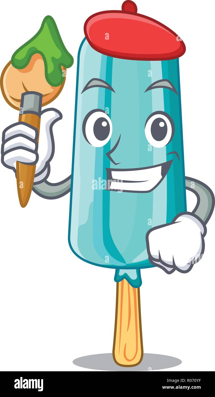 Artist fruit ice cream on stick cartoon Stock Vector Image & Art - Alamy