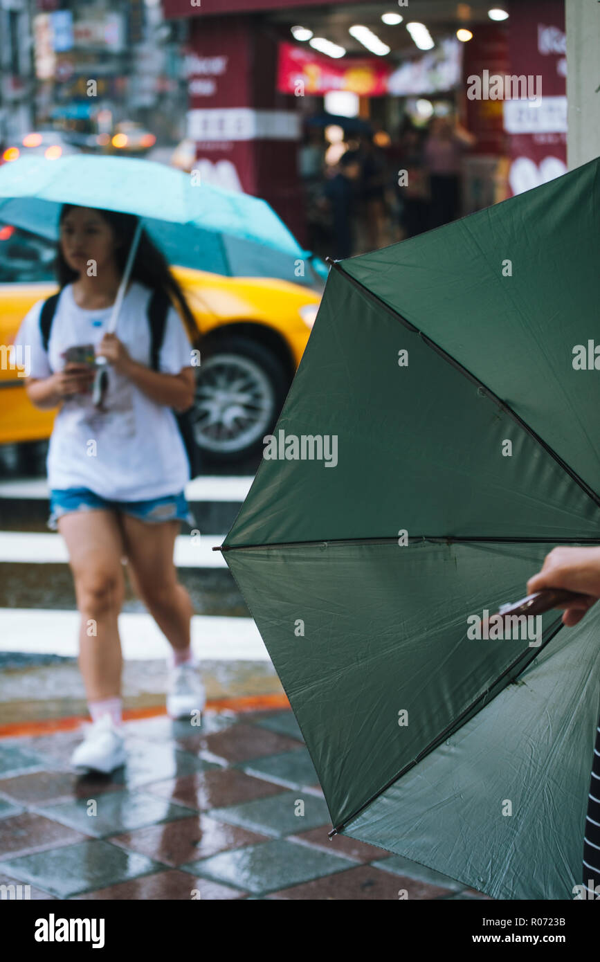 Taipei City, Taiwan - June 26,2018: Street in the heavy rain Stock ...