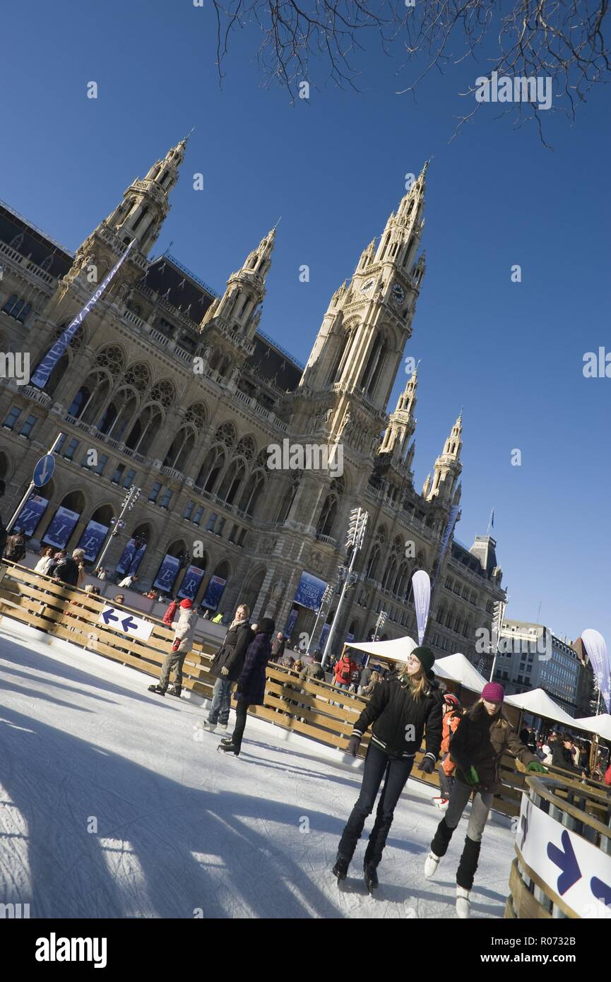 Wien, Rathaus, Eistraum - Vienna, Town Hall, Eistraum, Ice Rink Stock ...