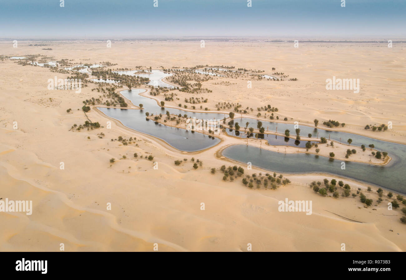 aerial view of al Qudra desert and lakes near Dubai Stock Photo - Alamy