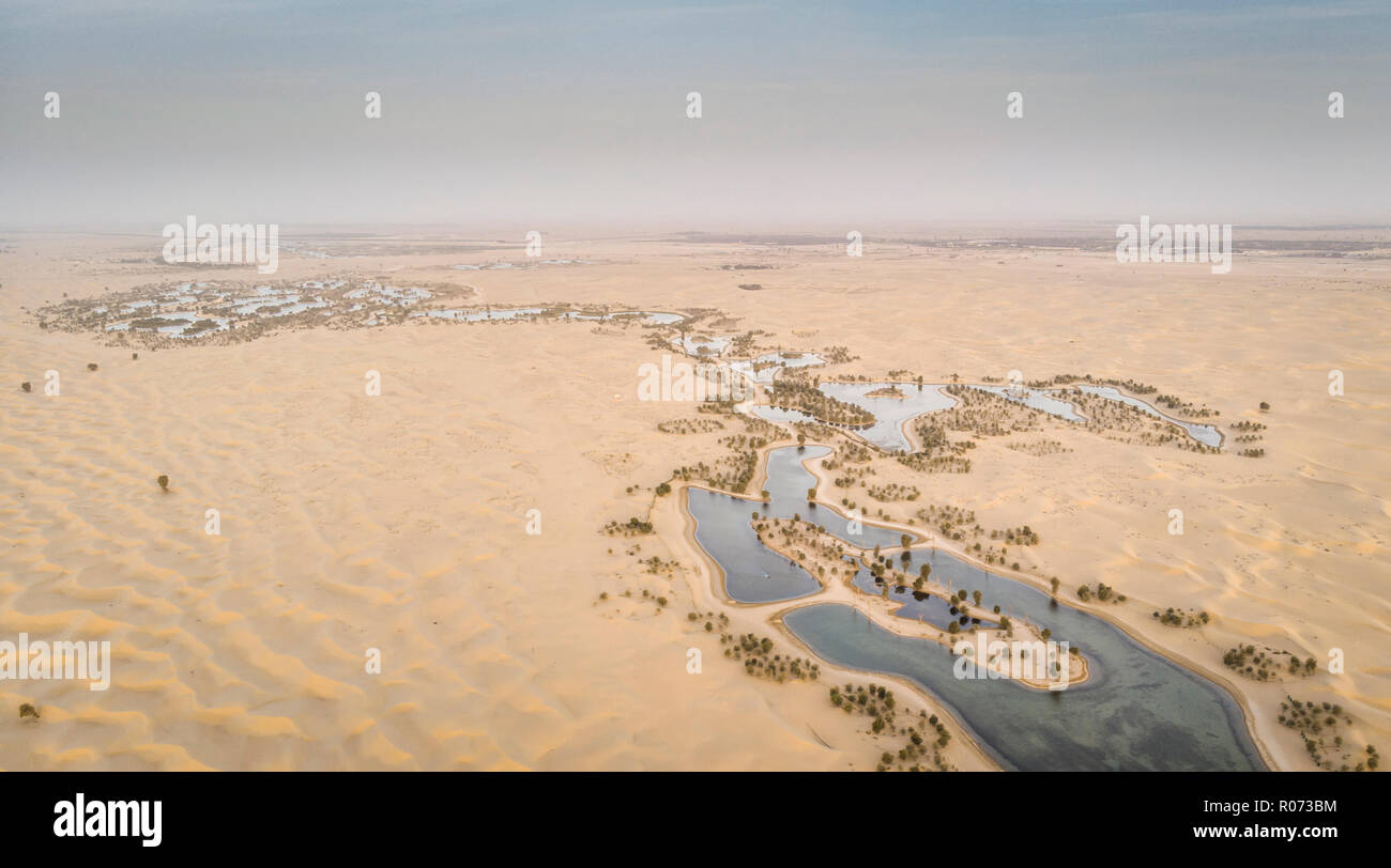 aerial view of al Qudra desert and lakes near Dubai Stock Photo - Alamy