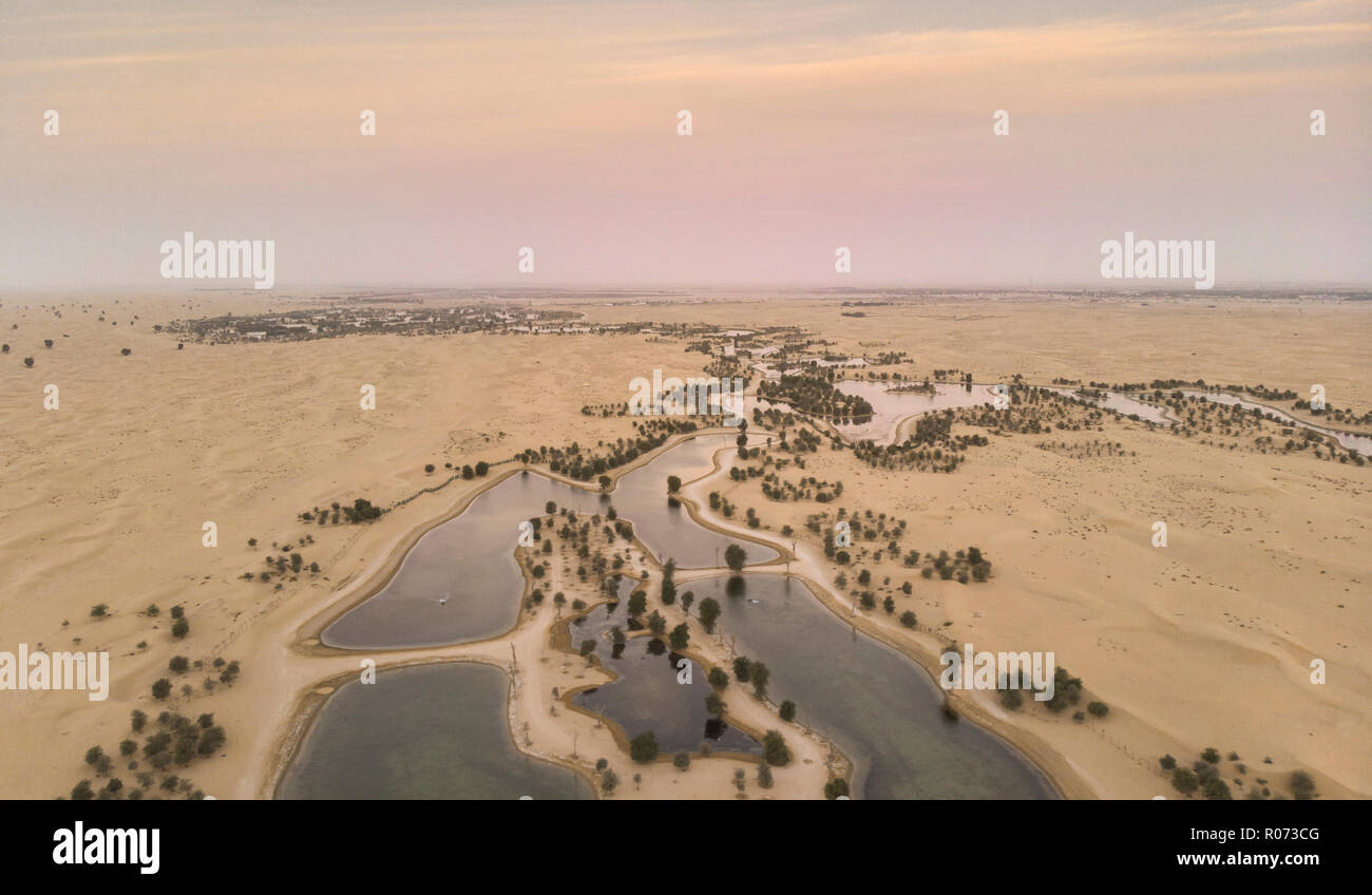 aerial view of al Qudra desert and lakes near Dubai Stock Photo - Alamy