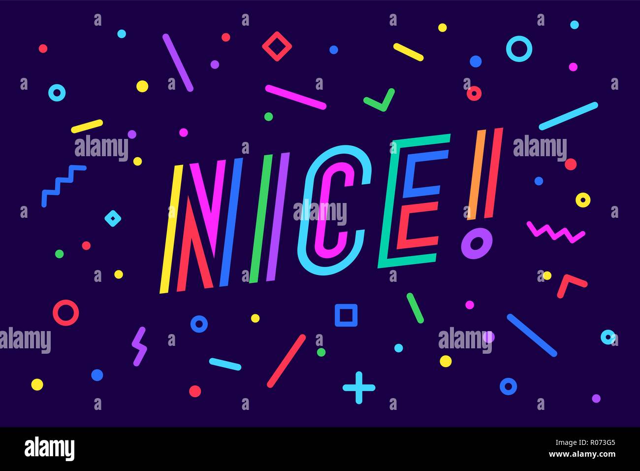 Nice. Banner, speech bubble, poster and sticker concept, geometric ...