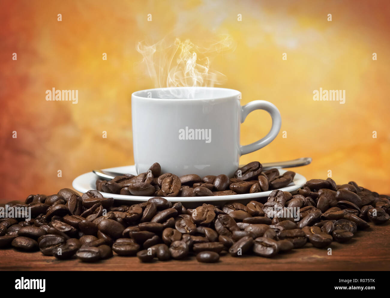 Breakfast with hot espresso coffee Stock Photo - Alamy
