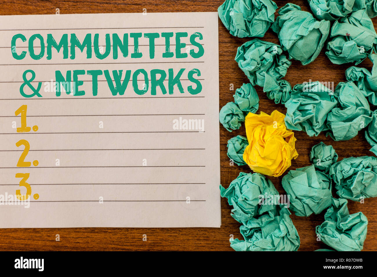 Writing note showing Communities and Networks. Business photo ...