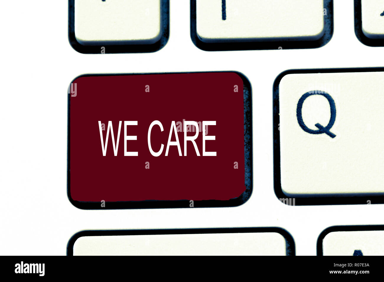 Conceptual hand writing showing We Care. Business photo showcasing Support you Give help needed ...