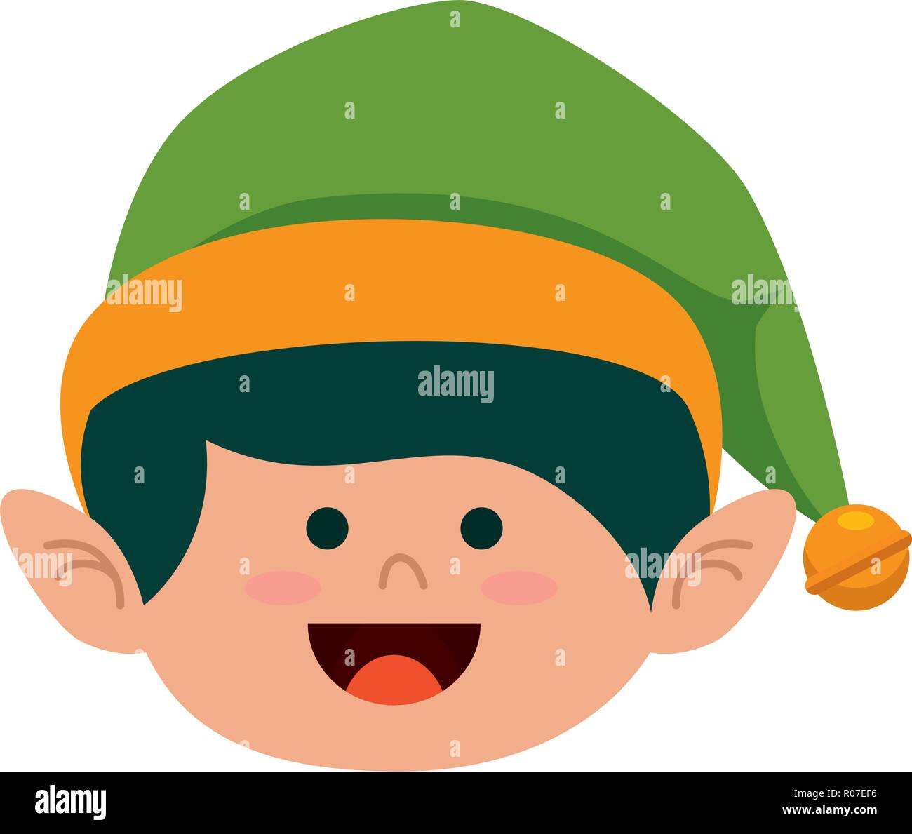 cute head elf christmas character vector illustration design Stock ...