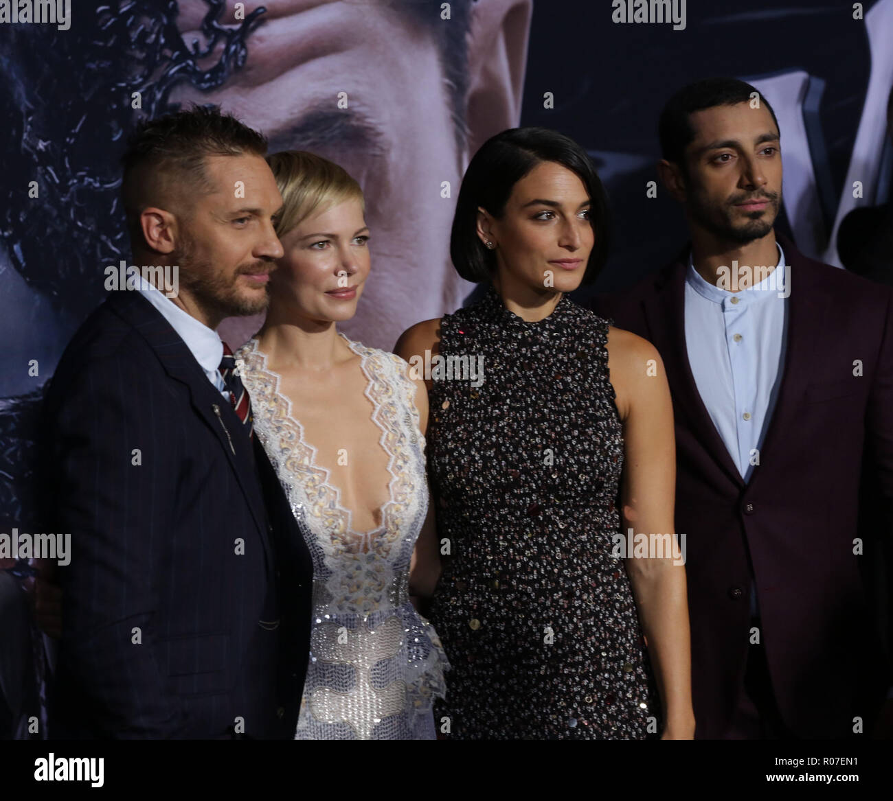 Celebrities attend th World Premiere of “VENOM” at Regency Village Theater. Featuring: Tom Hardy ...