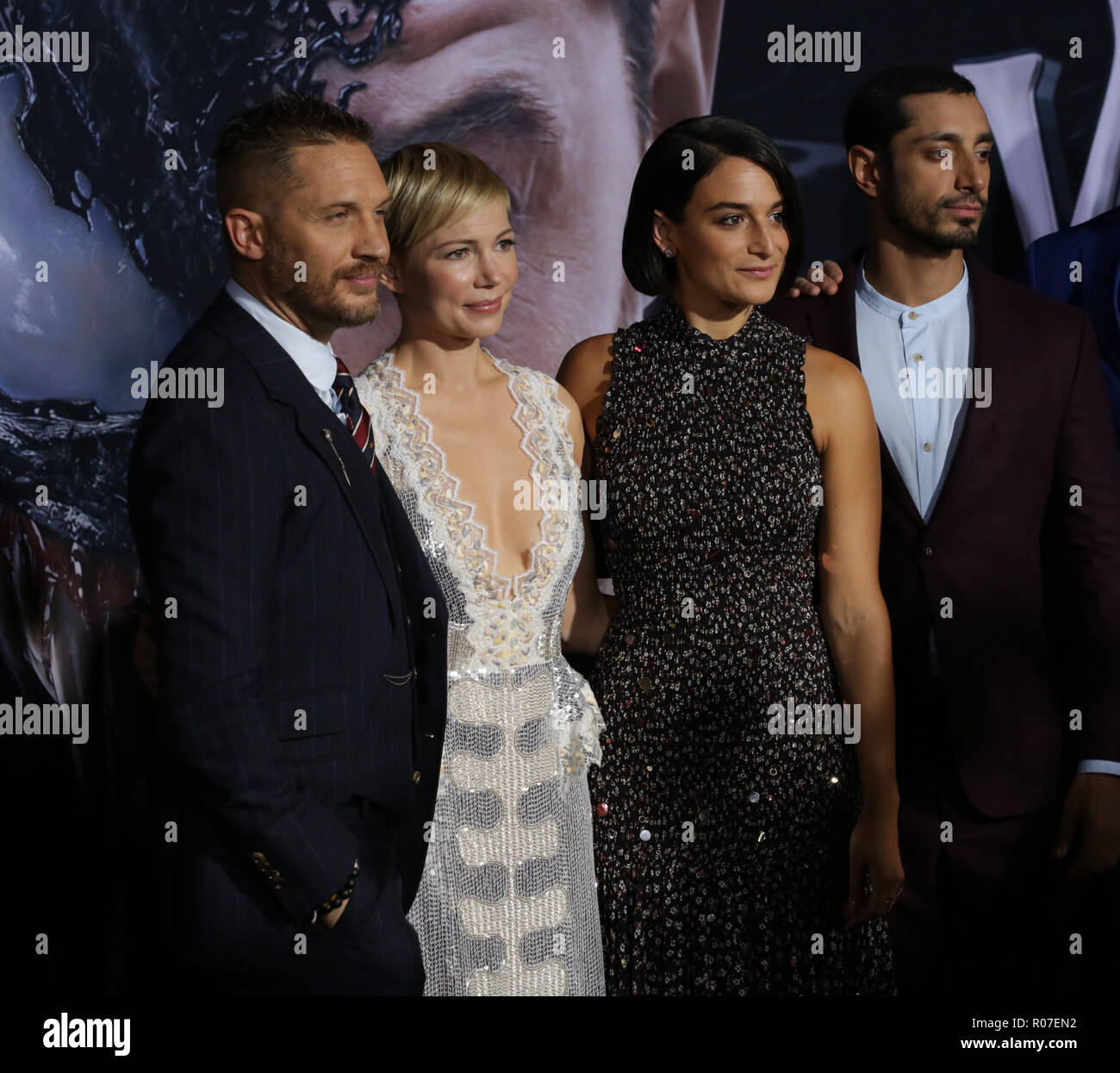 Celebrities attend th World Premiere of “VENOM” at Regency Village Theater. Featuring: Tom Hardy ...