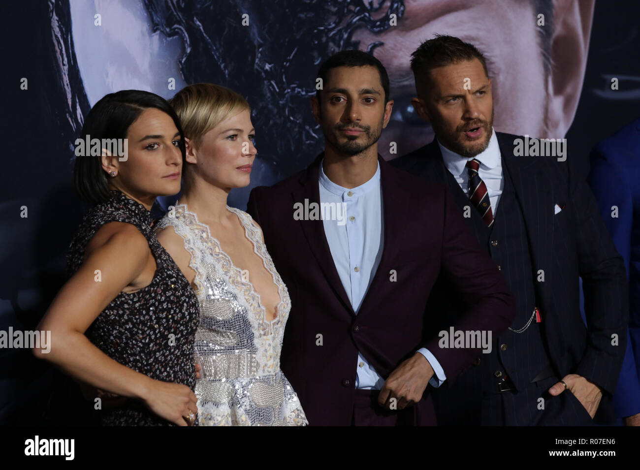 Celebrities attend th World Premiere of “VENOM” at Regency Village Theater. Featuring: Jenny ...