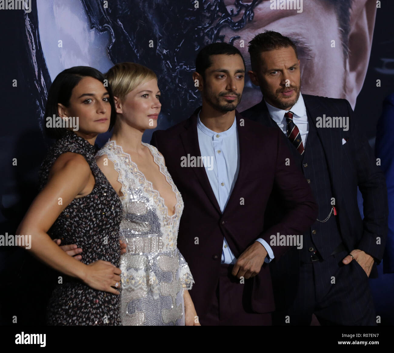 Celebrities attend th World Premiere of “VENOM” at Regency Village Theater. Featuring: Jenny ...