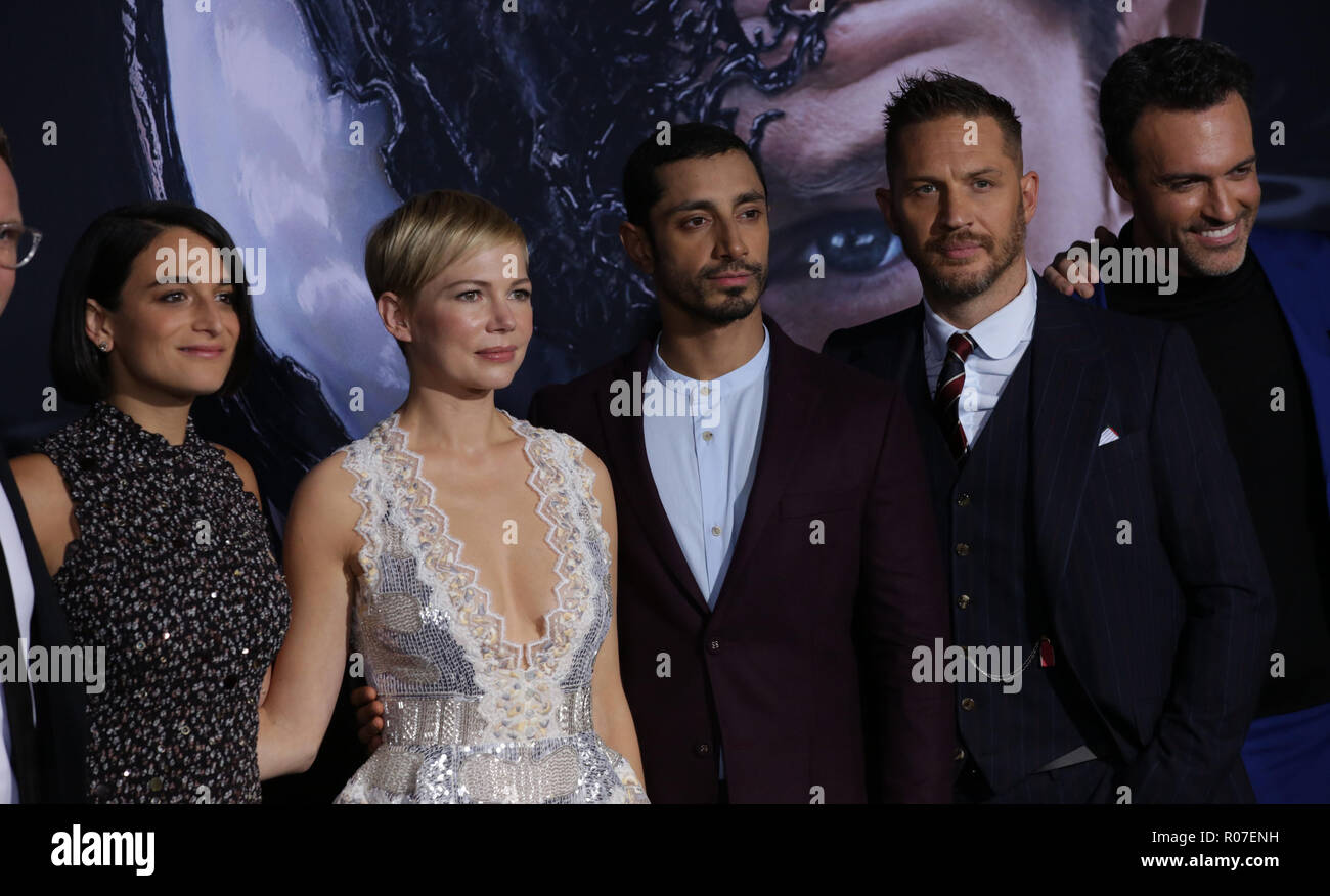 Celebrities attend th World Premiere of “VENOM” at Regency Village Theater. Featuring: Jenny ...