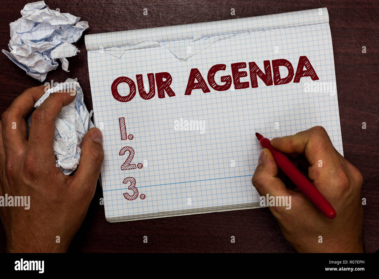 Word writing text Our Agenda. Business concept for Personal schedule ...