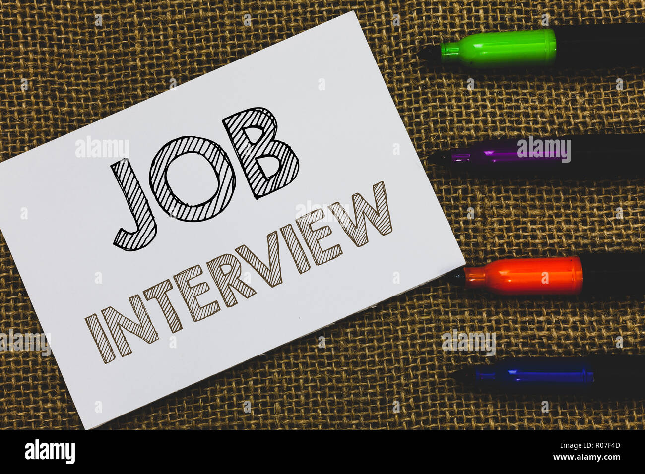 Handwriting text Job Interview. Concept meaning Assessment Questions ...