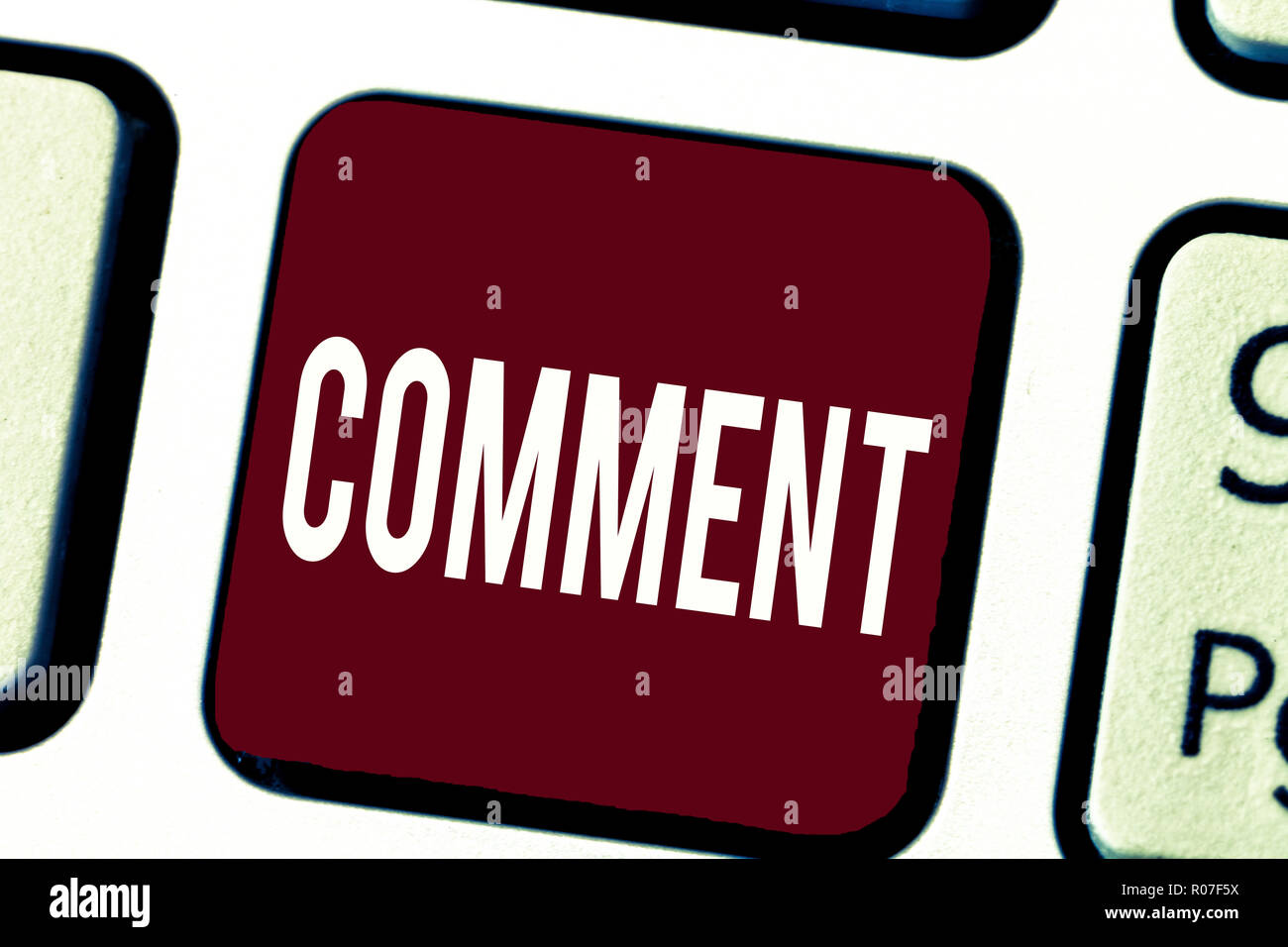 Text sign showing Comment. Conceptual photo Verbal Written remark ...