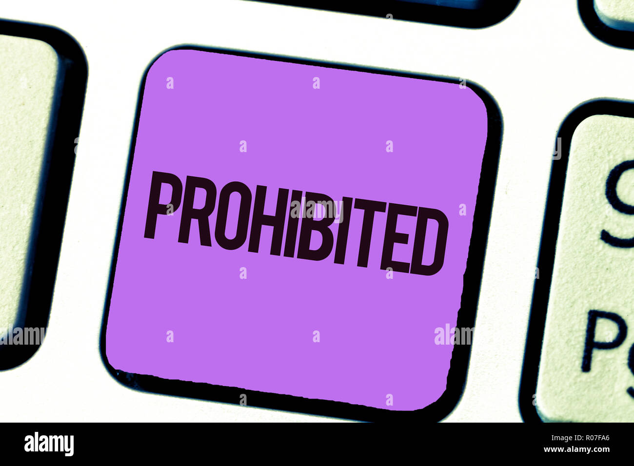 Conceptual hand writing showing Prohibited. Business photo showcasing ...