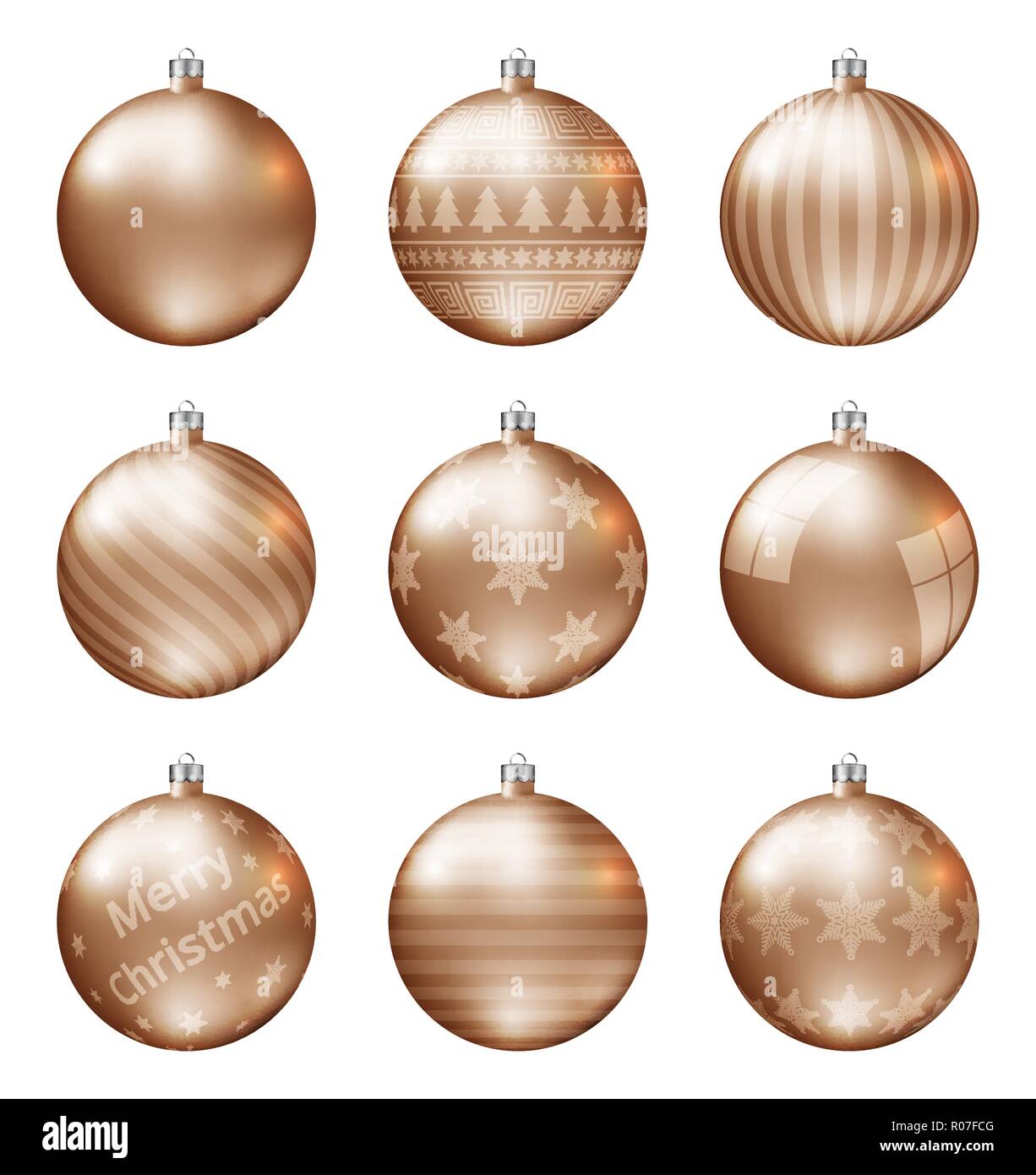 Pastel orange christmas balls isolated on white background ...