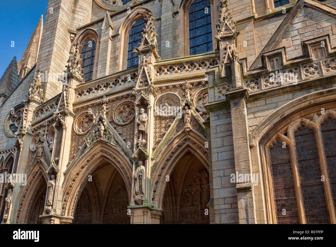 Detail of south face of Truro Cathedral, the Cathedral of the Blessed ...