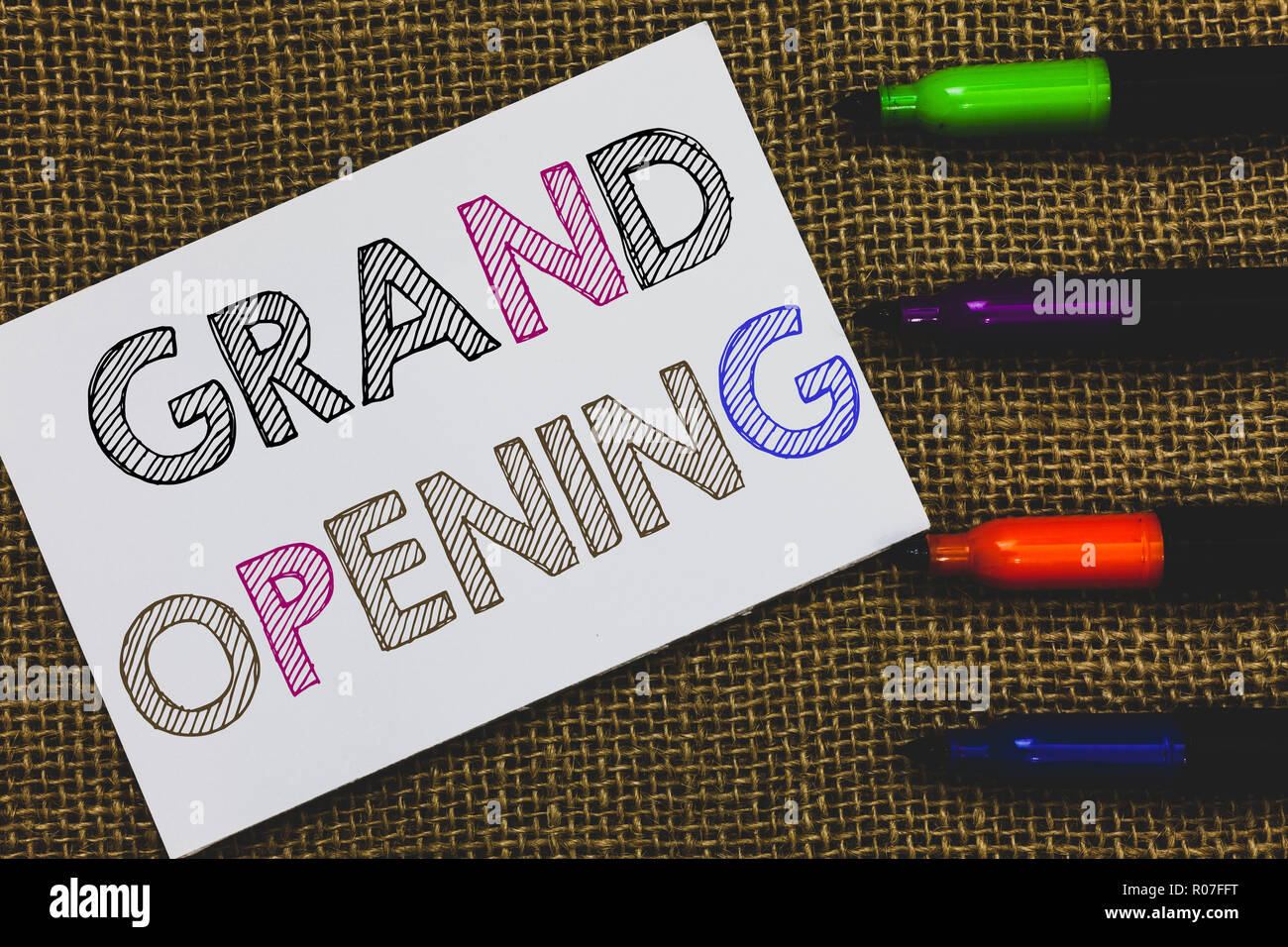 Handwriting text Grand Opening. Concept meaning Ribbon Cutting New ...