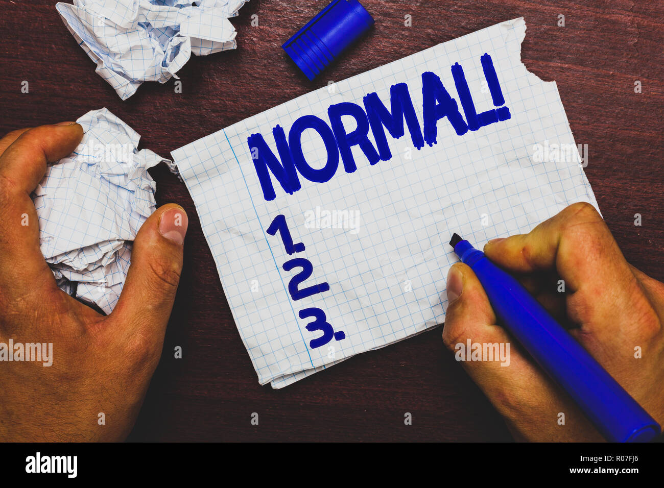 Handwriting text writing Normal. Concept meaning Conforming to a ...