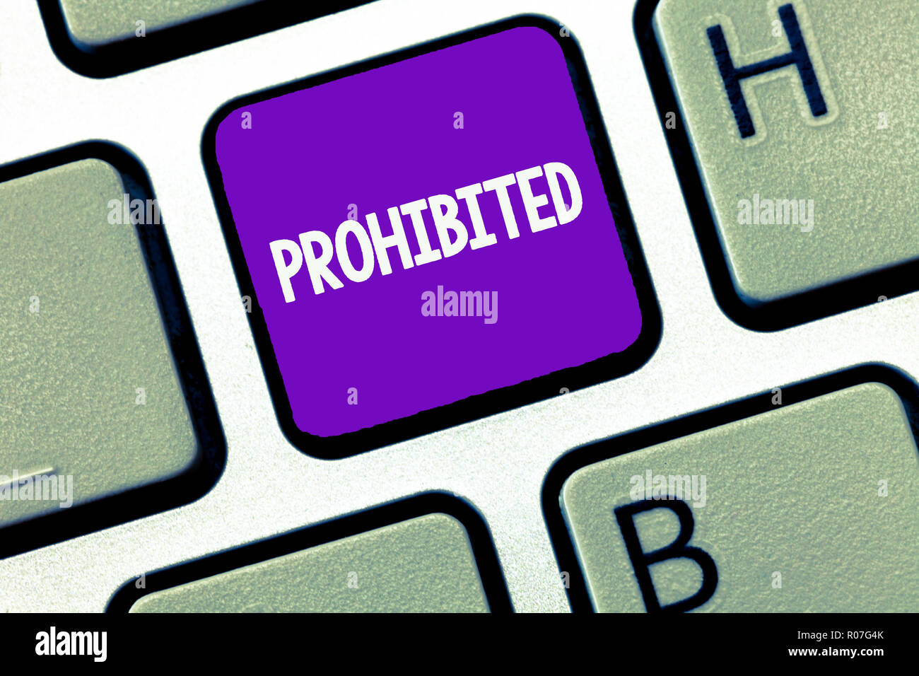 Conceptual hand writing showing Prohibited. Business photo text ...