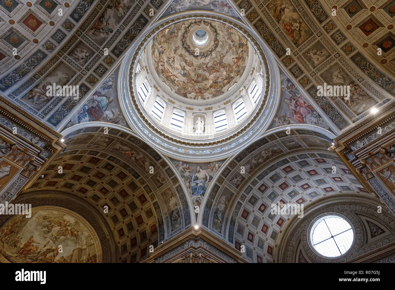 Perspective of Basilica of Saint Andrews with vault and frescoes Stock ...