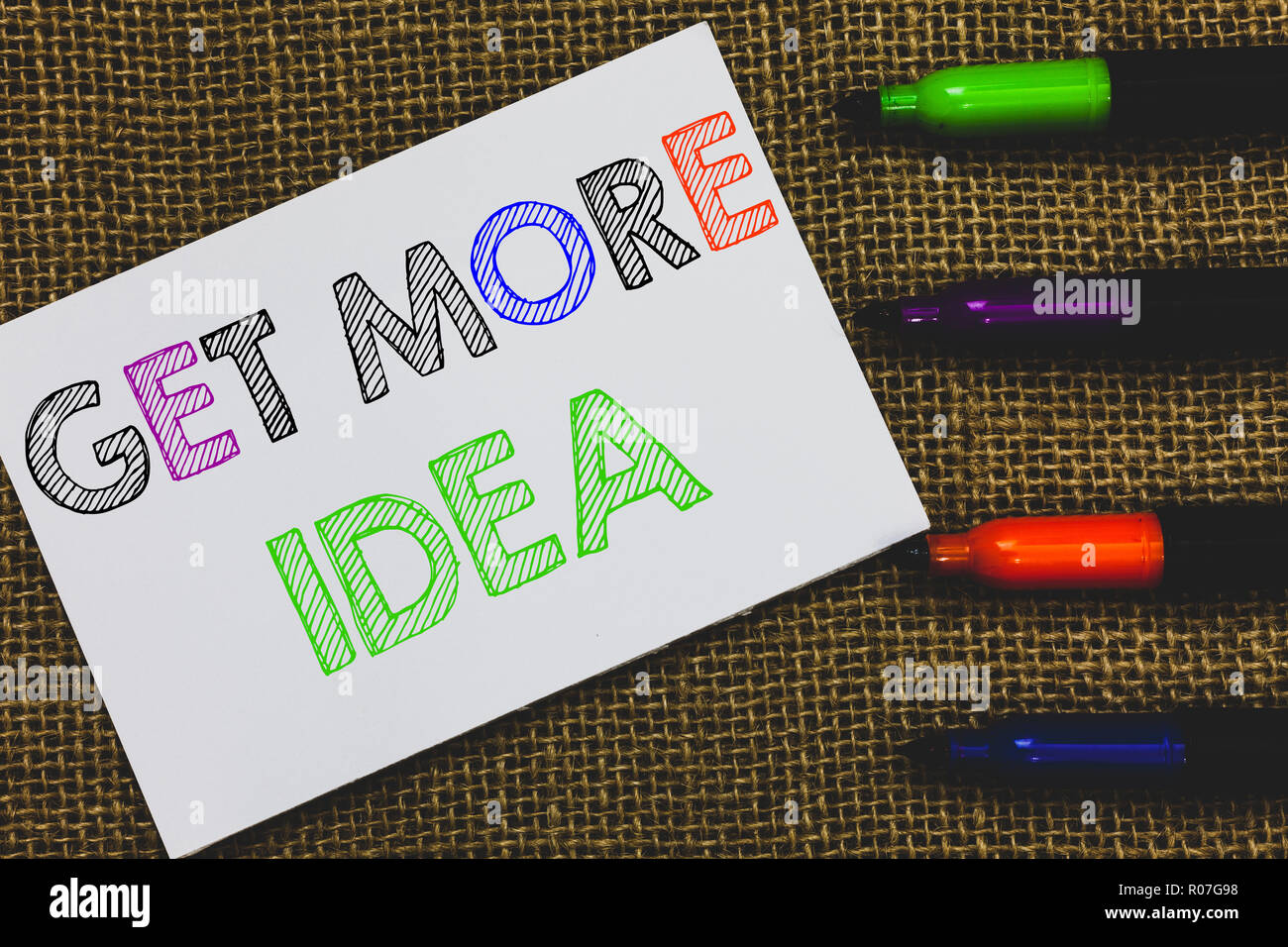 Handwriting text Get More Idea. Concept meaning Random Input Mind Map Picture Mock up Surveys ...