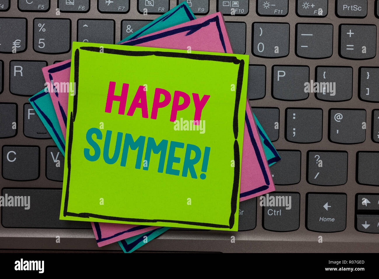 Handwriting text writing Happy Summer. Concept meaning Beaches Sunshine ...