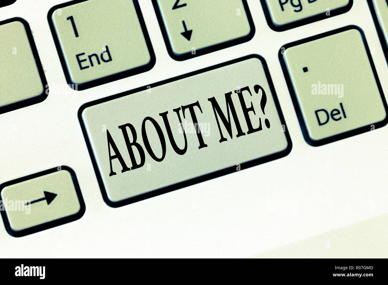 Text sign showing ABOUT ME question. Conceptual photo Interrogating ...
