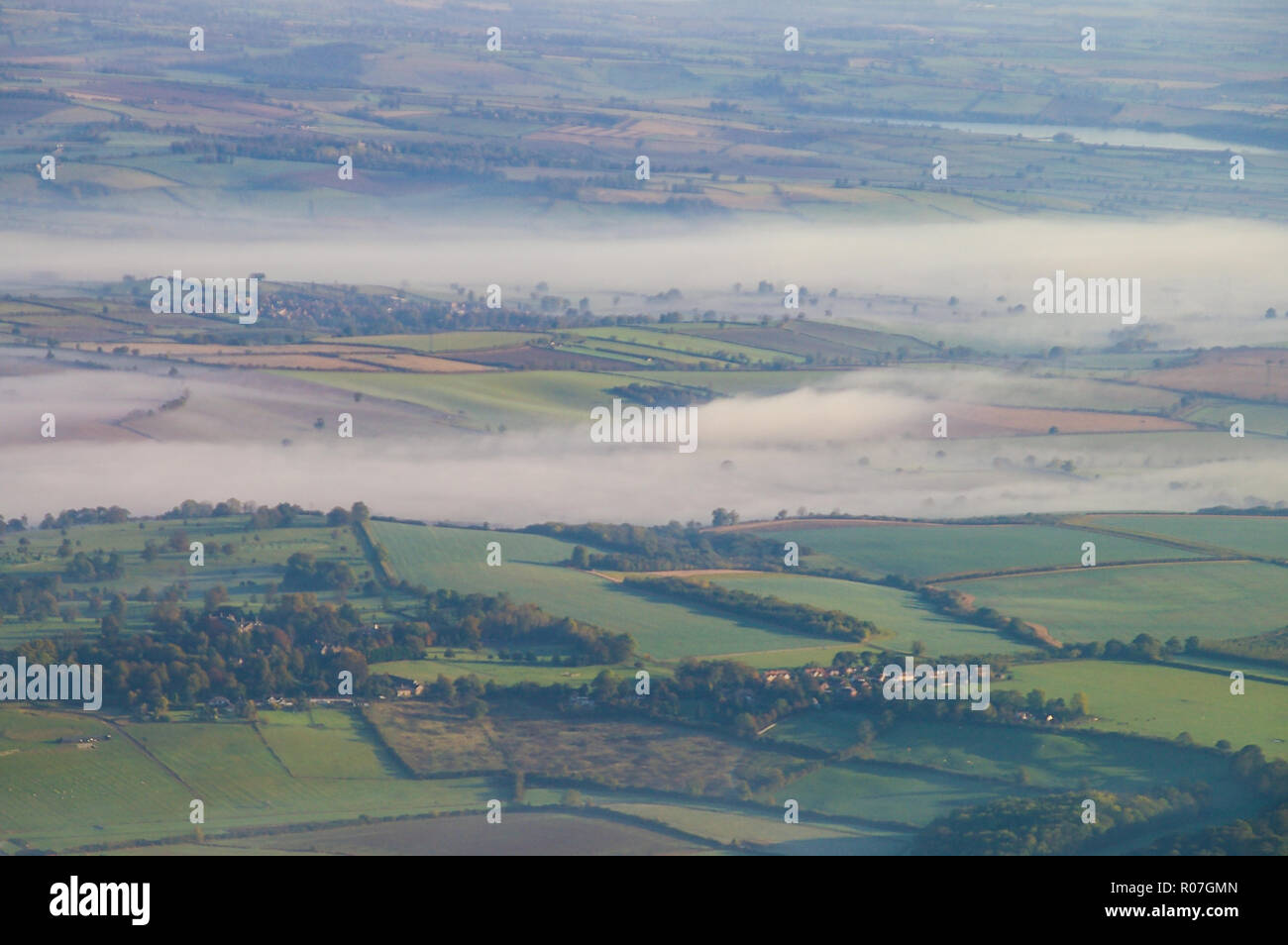 Morning mist, fog, ground mist, ground fog low on Cambridgeshire ...