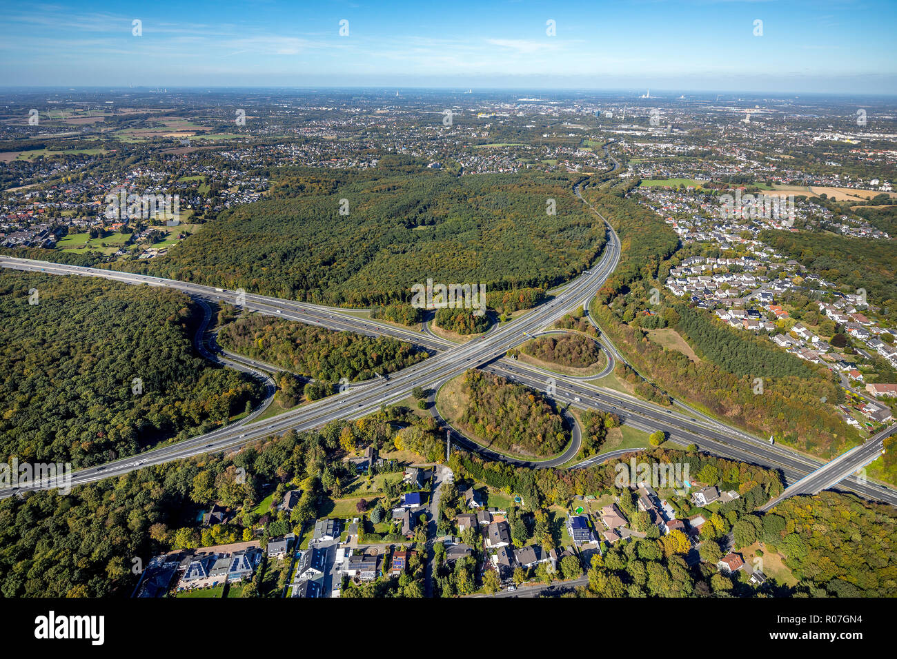Aerial view, Westhover cross, A45, A1, Ruhr area, North Rhine ...
