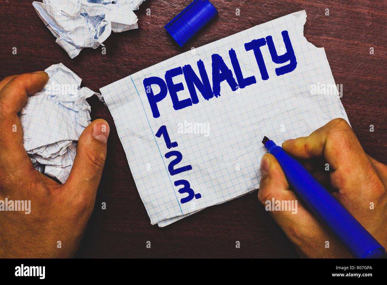 Handwriting text writing Penalty. Concept meaning Punishment imposed ...